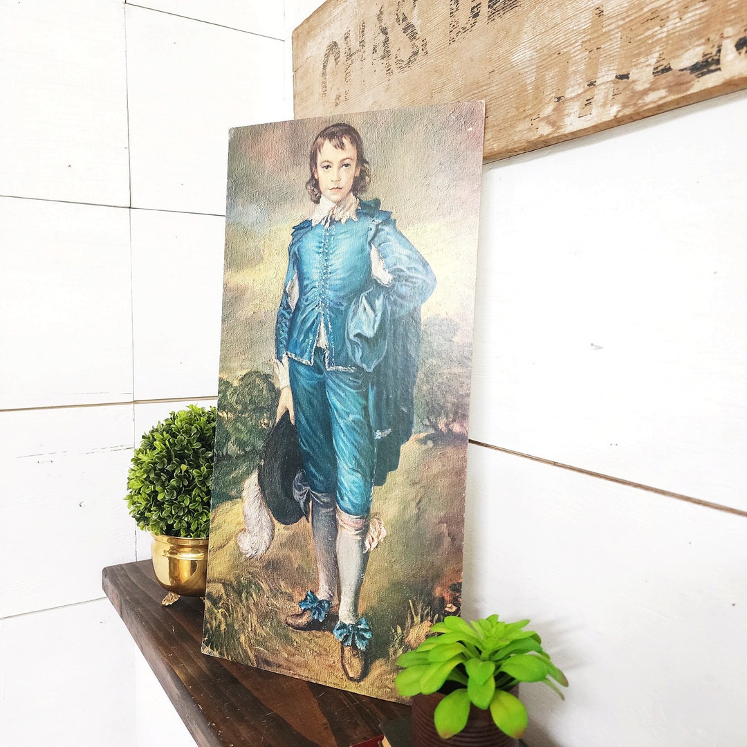 Vintage Victorian Blue Boy Litho Picture, Gainsborough Blue Boy, 24x 12 ...