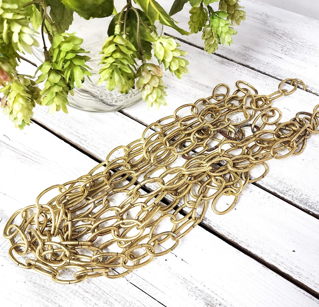 Lot of Salvaged Vintage Swag Lamp Chain, Six Pieces of 35 Each, Aged ...