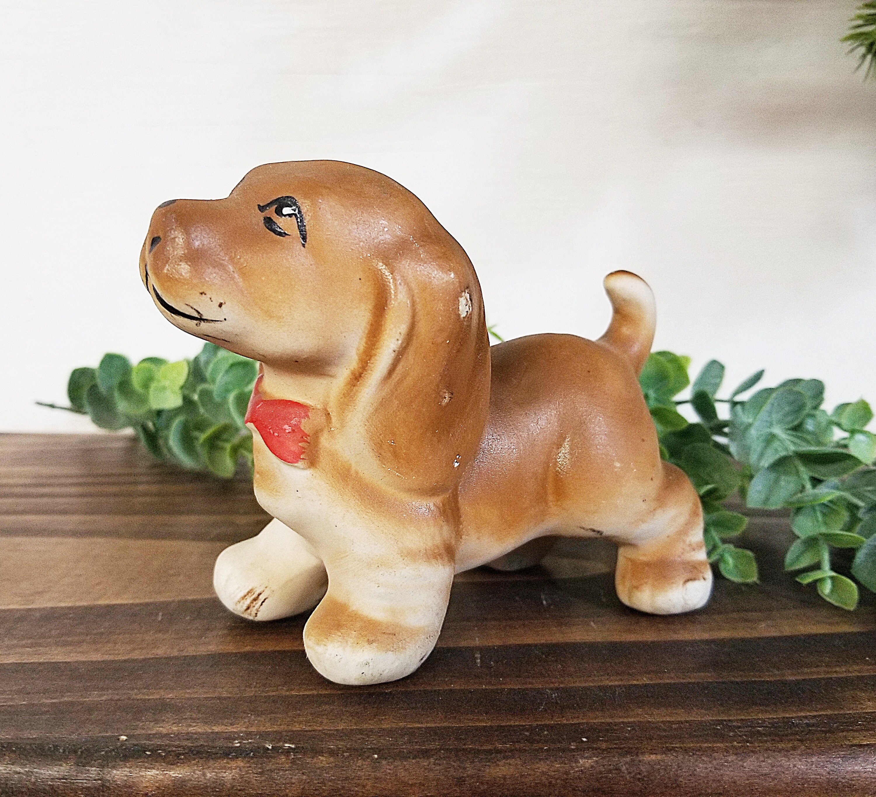 Home Decor Puppy Dog Figurine Vintage Ceramic Dog Aged Knick Knack ...