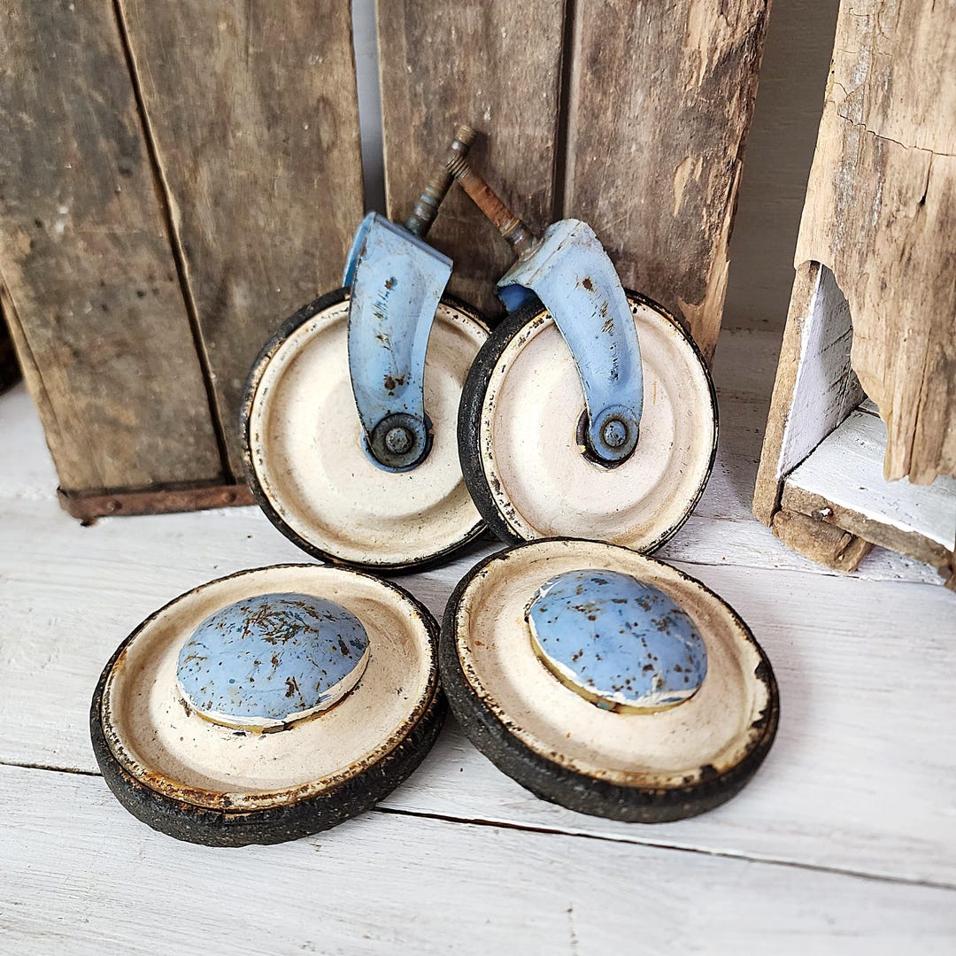 Stroller Walker Buggy Wheels, Salvaged Parts, Blue and White, Rough ...