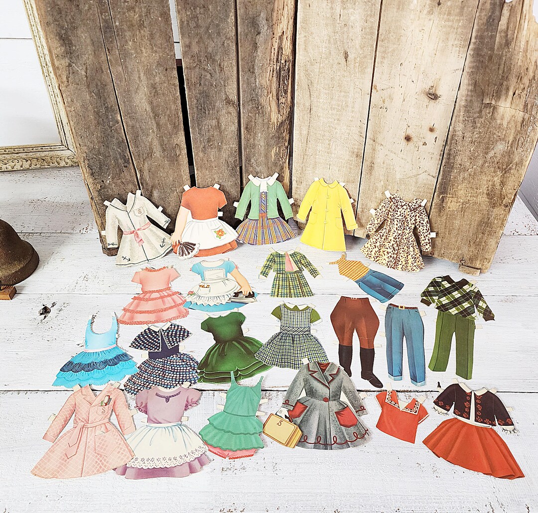 Vintage Paper Doll Clothes: Aged Ephemera for Scrapbooking - Etsy