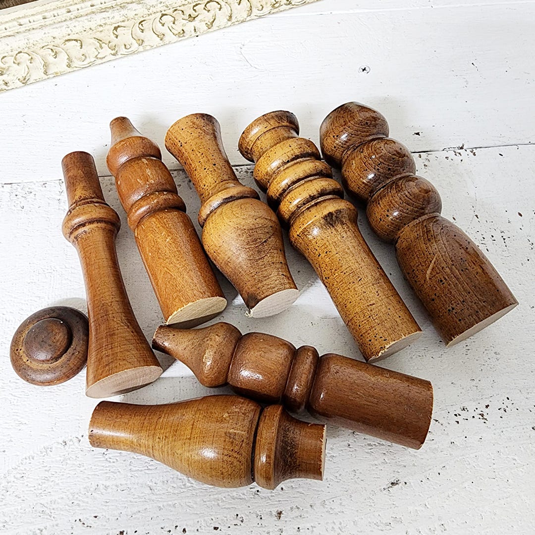 8 Salvaged Spindle Parts, Mixed Shapes and Sizes, DIY, Craft Supplies ...