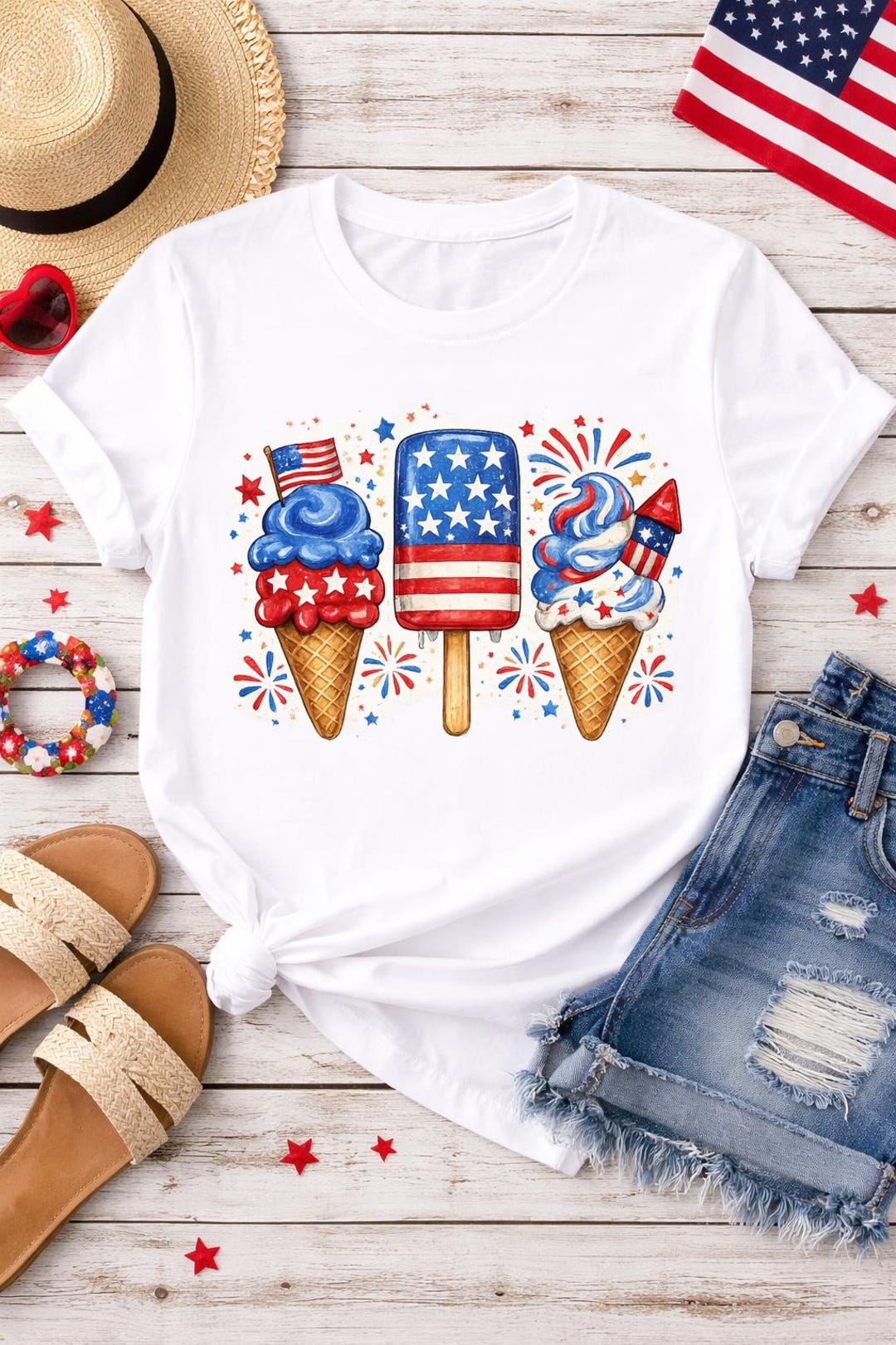 4th of July Ice Cream PNG, Patriotic Popsicle Graphic (digital Download ...