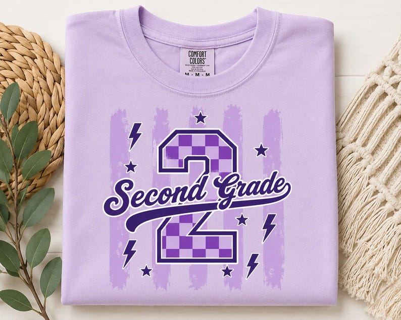 Image PNG pour enseignante de CE1, motif éclair à damier violet ...