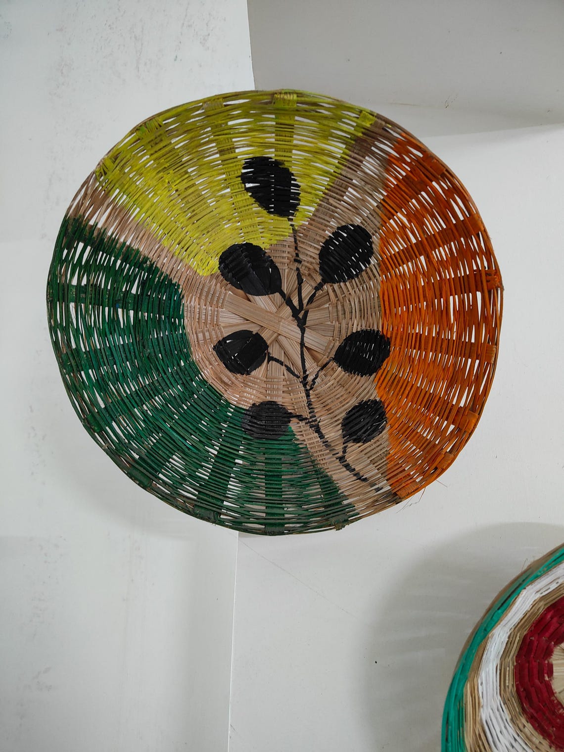 Set of 6 Handpainted Woven Wall Baskets, Approximately 7 Inches Each ...