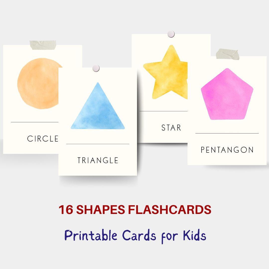 16 Shapes Flashcards | Toddlers & Preschool | Educational Printable ...