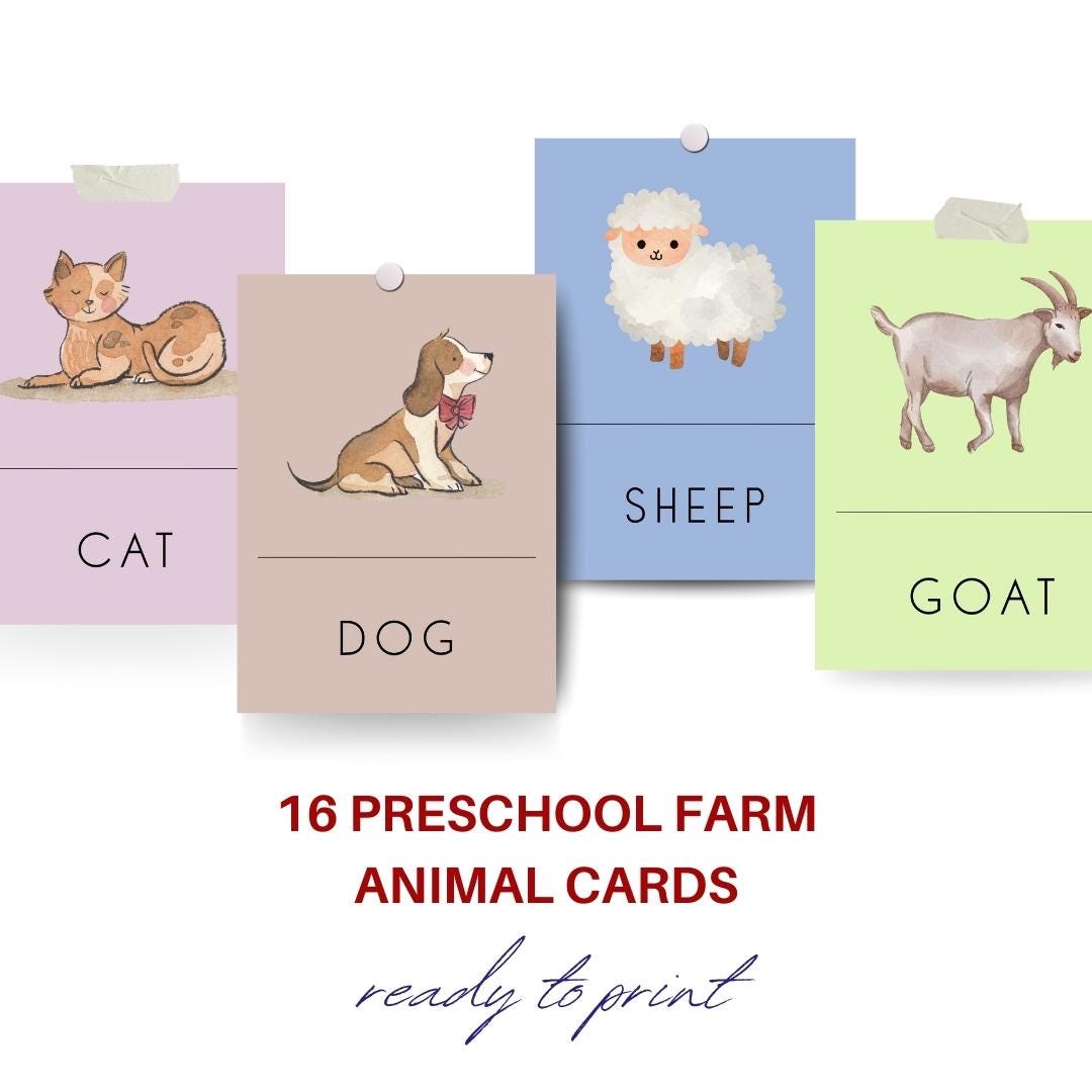 16 Farm Animal Flashcards | Toddlers & Preschool | Educational ...