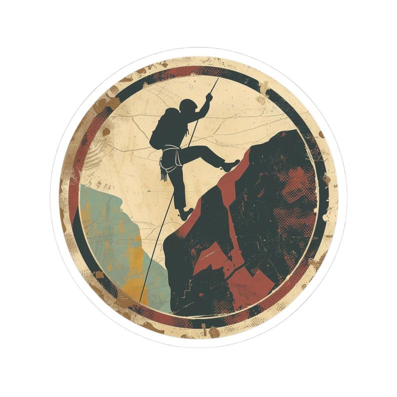 Vintage Rock Climber Sticker | Kiss-cut Sticker, Outdoor Adventure ...