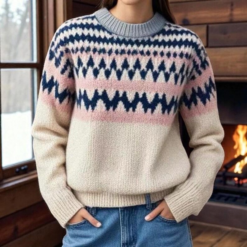 Pull en maille à motifs, design nordique, pull pour femme, - Etsy France