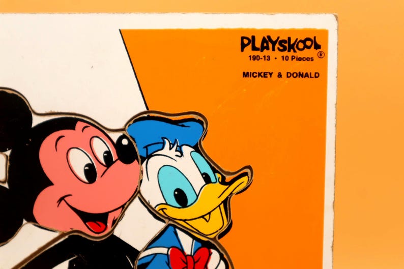 Vintage Playskool Mickey Mouse & Donald Duck 10 Piece Puzzle (190-13 ...