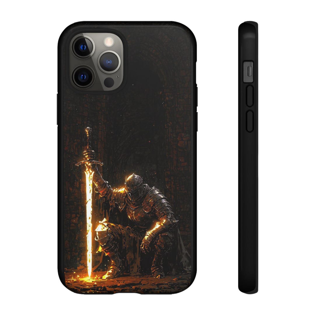 Kneeling Knight With Flaming Sword Phone Case - Etsy