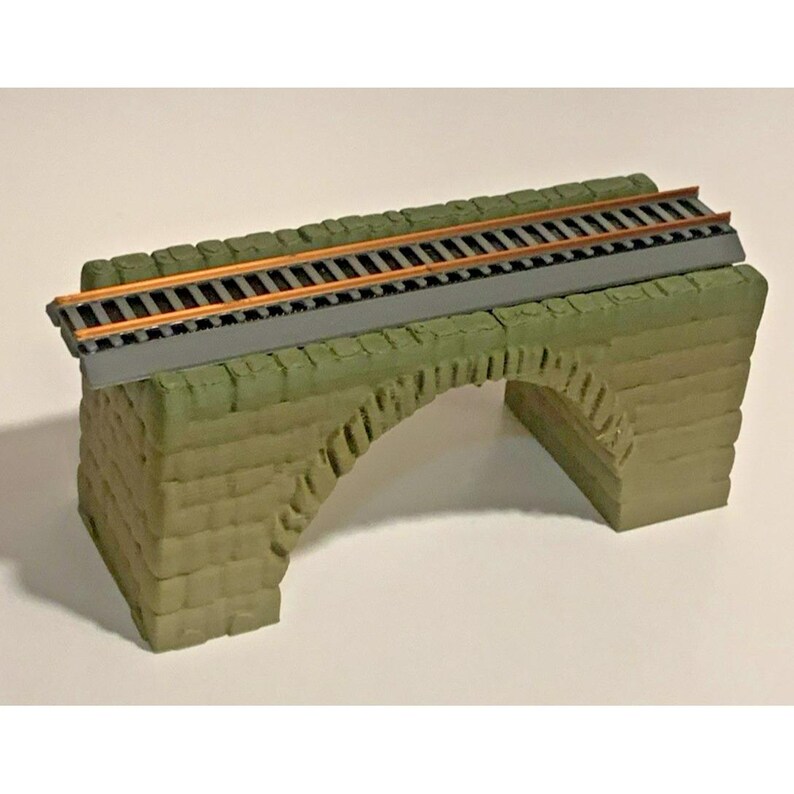 N Scale Stone Bridge – Multi-color Weathered Green/tan Print – Model ...