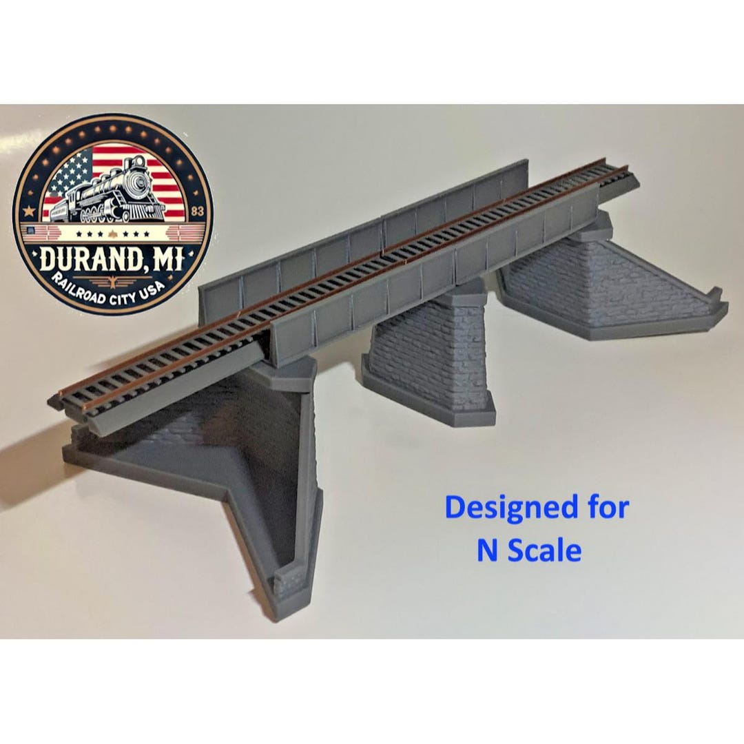 N Scale 2-section Railroad Bridge Kit – Stone Piers – Gray - 6inch ...