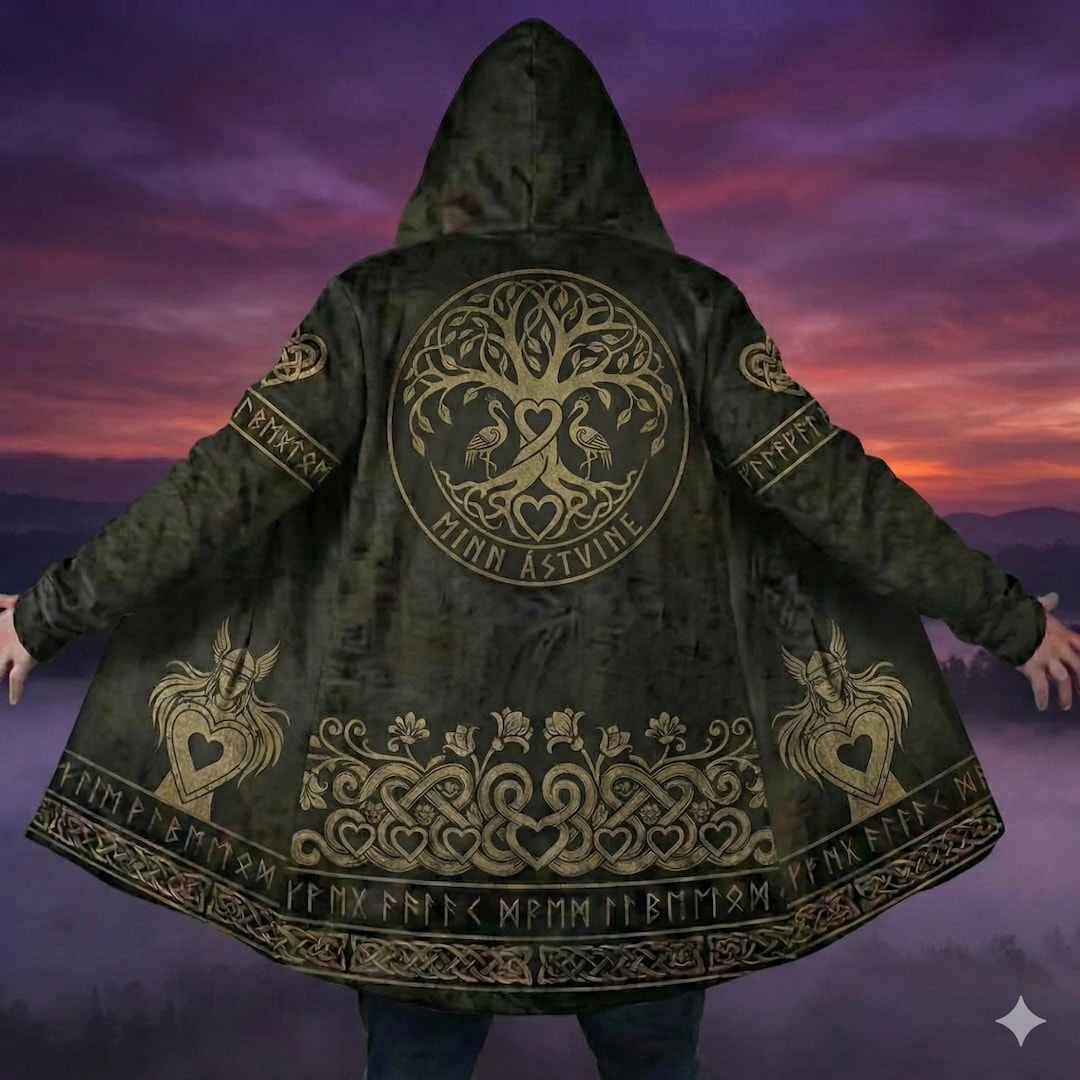 Yggdrasil Tree of Life Love Cloak, Sacred Swan Hooded Cape, Nordic ...