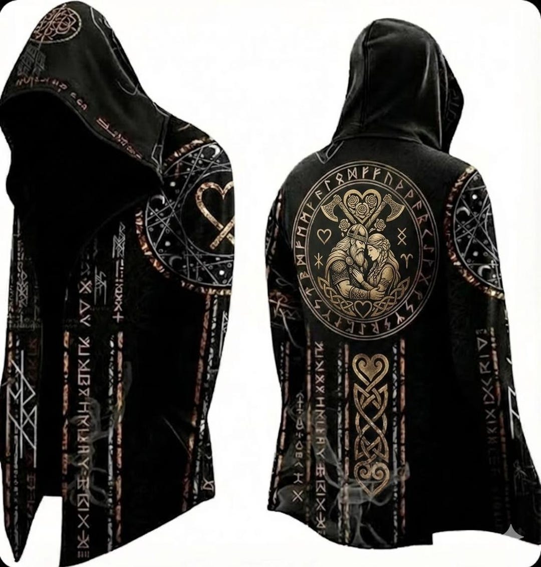 Viking Couple Love Hooded Cloak, Nordic Handfasting Wedding Gift ...