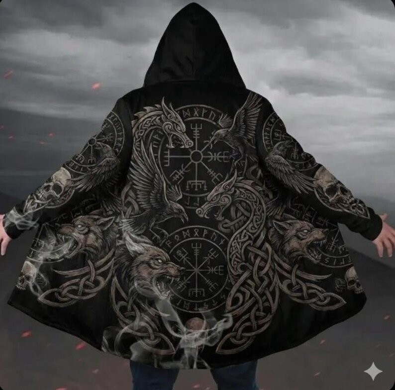 Dark Gothic Dragon Cloak, Stone Texture Viking Cape, Norse Mythology ...