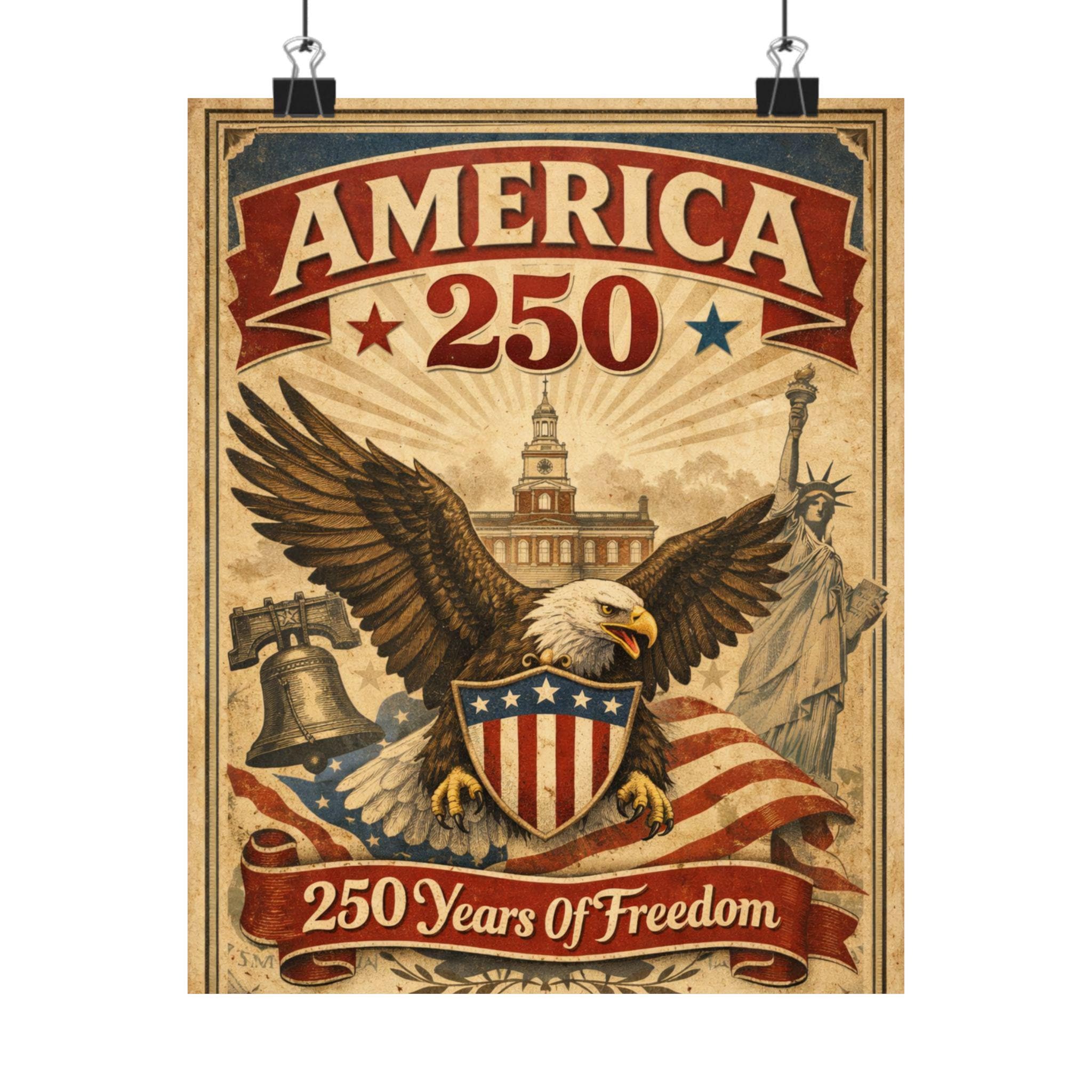 America 250 1776 to 2026 Matte Vertical Poster | Patriotic Wall Art ...
