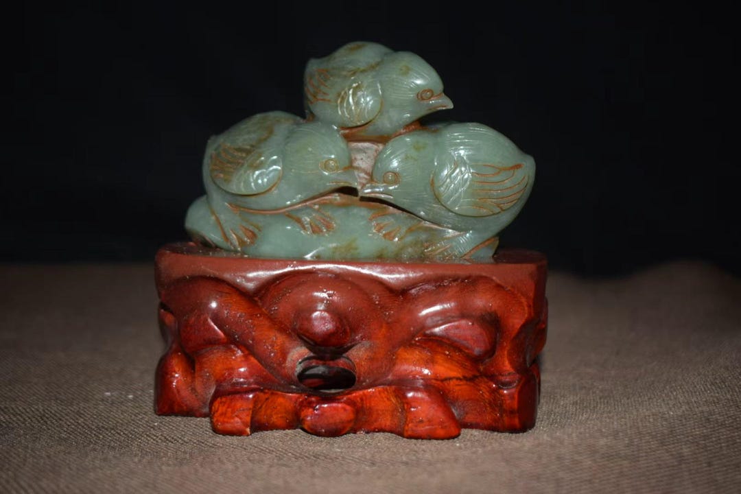4.3"ancient Chinese Jade Three Birds Statue - Etsy