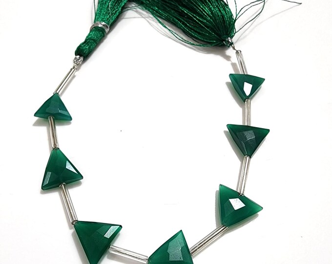 Natural Green Onyx Triangle Shape Faceted Beads | 11–12 MM | 8 Inch ...
