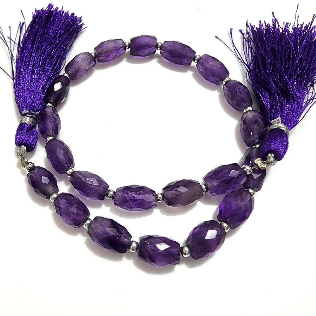 100% Natural Purple Amethyst Drum Nugget Faceted Beads | 6–9 MM | 8 ...