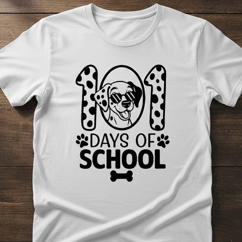 101 Days of School Dalmatian PNG Bundle, Cute Puppy School Clipart, 100 ...