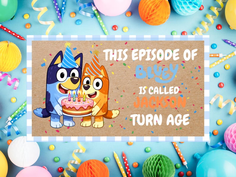 Bluey & Bingo Birthday Banner Template | Editable 35x60 (digital ...