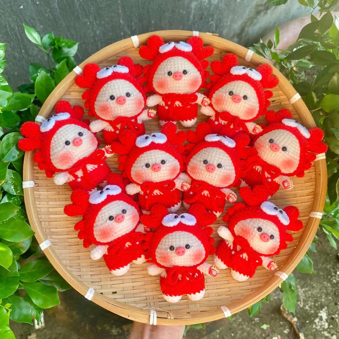 Crab Costume Pig Crochet Keychain - Etsy