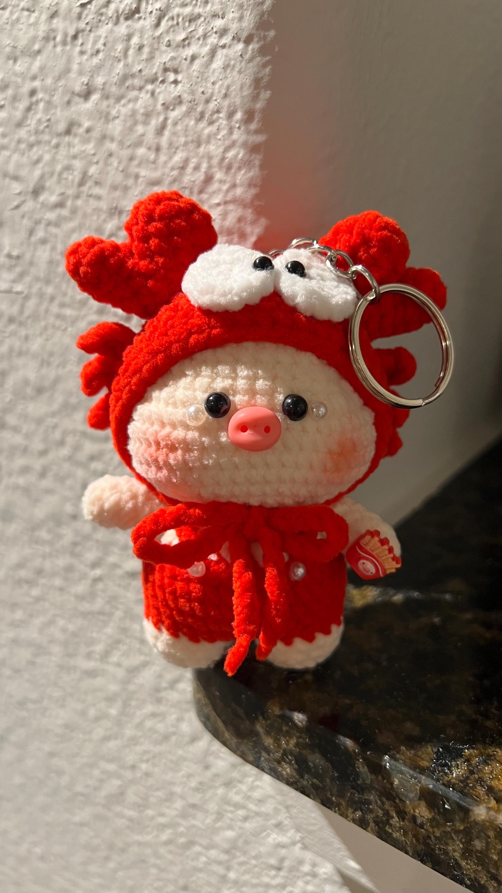 Crab Costume Pig Crochet Keychain - Etsy