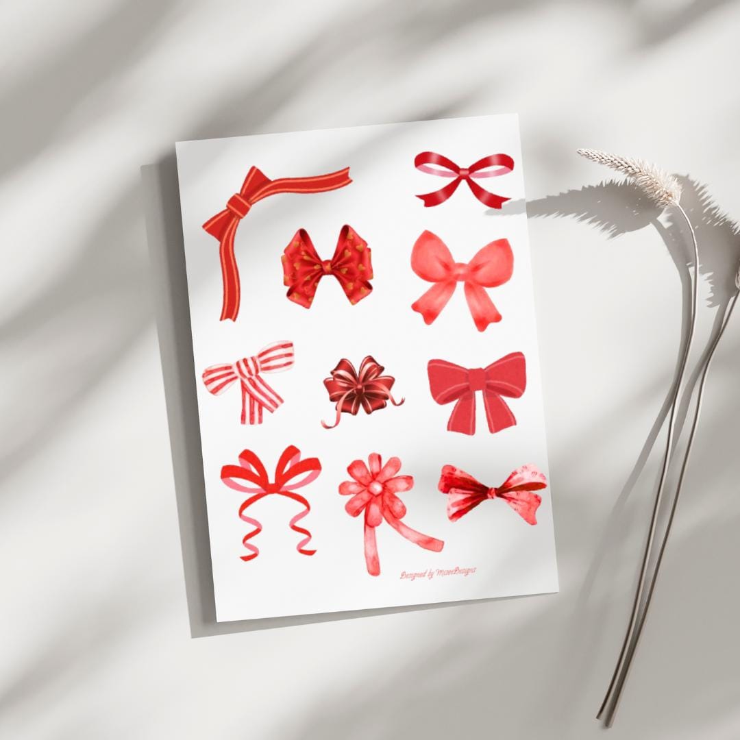 Red Ribbon Sticker Sheet | Digital Stickers - Etsy