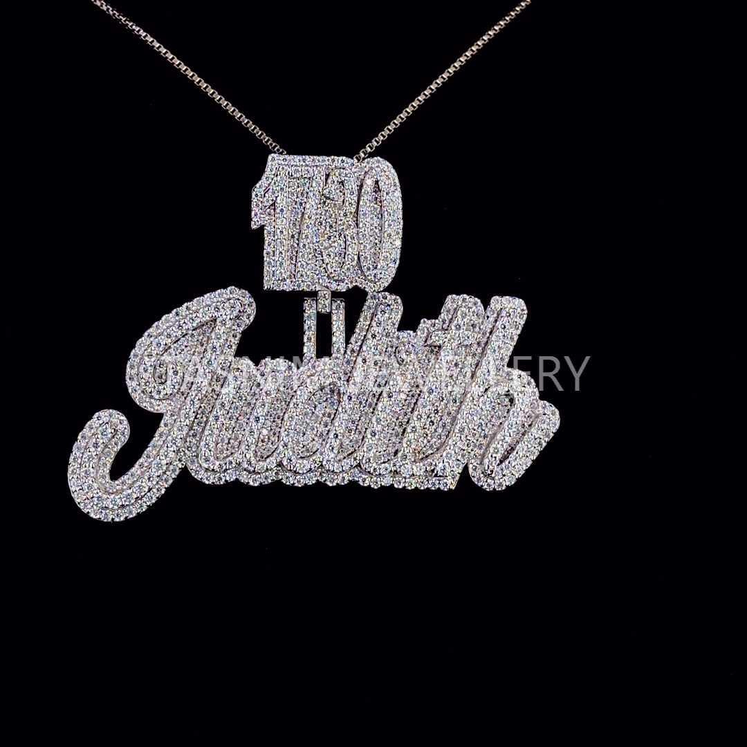 Moissanite Diamond Iced Out Custom Silver JUDITH Letters Pendent Full ...