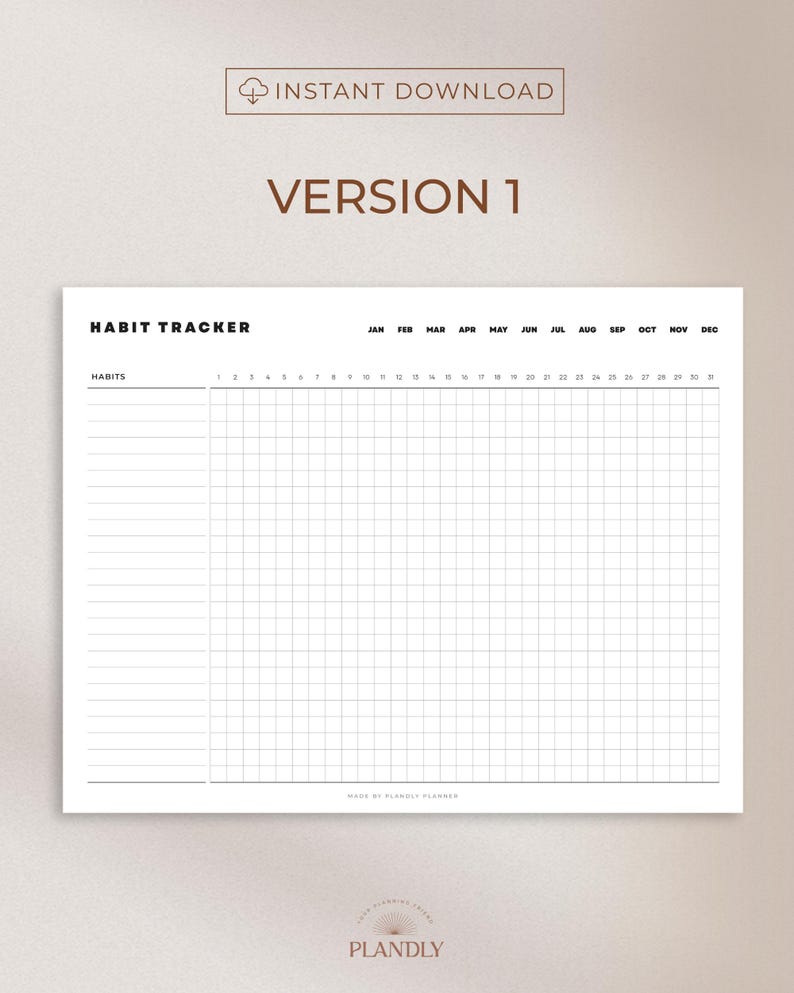 Monthly Habit Tracker Printable Landscape PDF Minimalist Routine ...