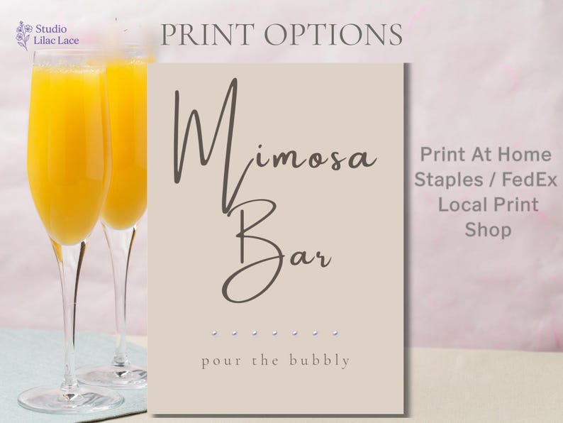 Mimosa Bar Sign Printable, Bridal Shower Mimosa Bar, Bachelorette ...