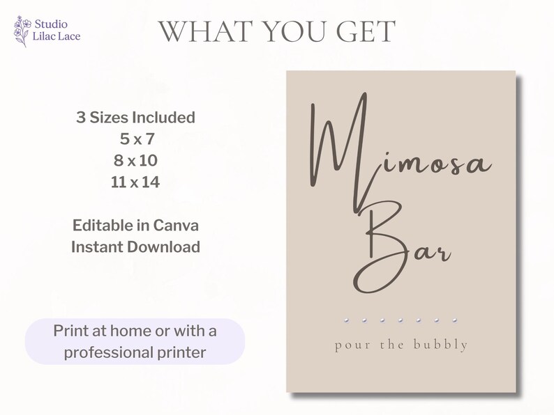 Mimosa Bar Sign Printable, Bridal Shower Mimosa Bar, Bachelorette ...