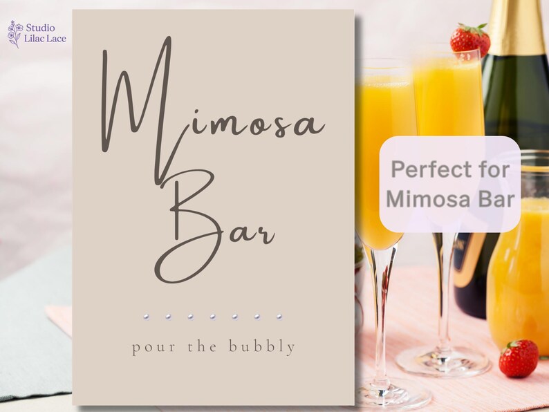 Mimosa Bar Sign Printable, Bridal Shower Mimosa Bar, Bachelorette ...