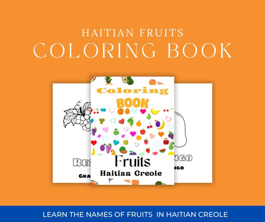 Haitian Fruits Coloring Book, Learn English, Creole (digital Download ...