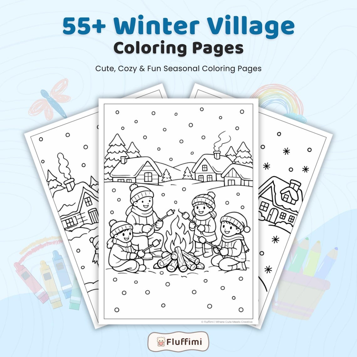 55+ Winter Village Coloring Pages, Cozy Snowy Village Coloring Pages ...