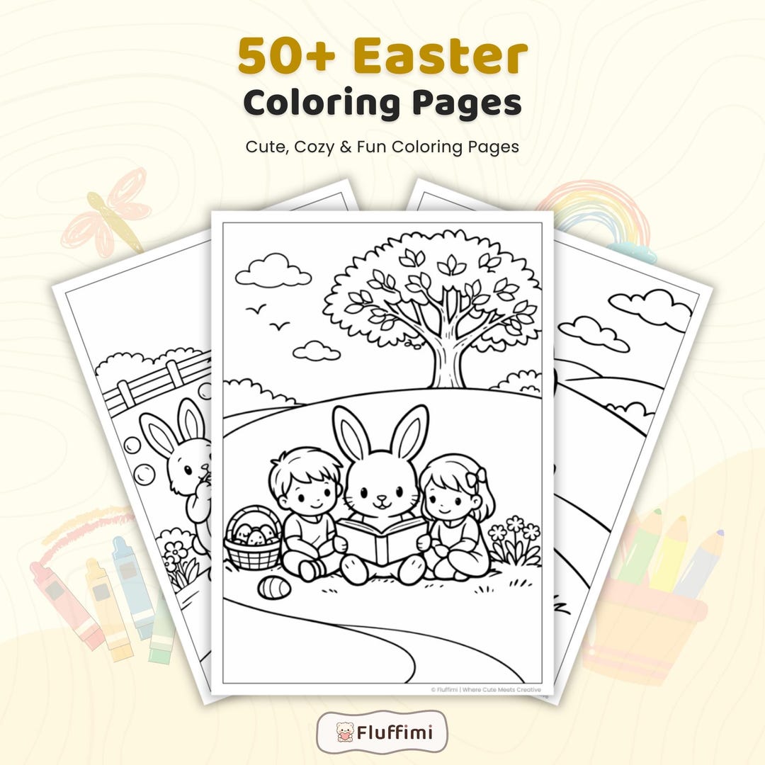 50+ Easter Coloring Pages, Bunny and Egg Designs, Spring Holiday ...