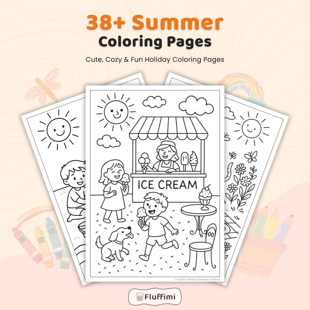 Summer Coloring Pages PDF | Vintage Designs | Printable Coloring Book ...
