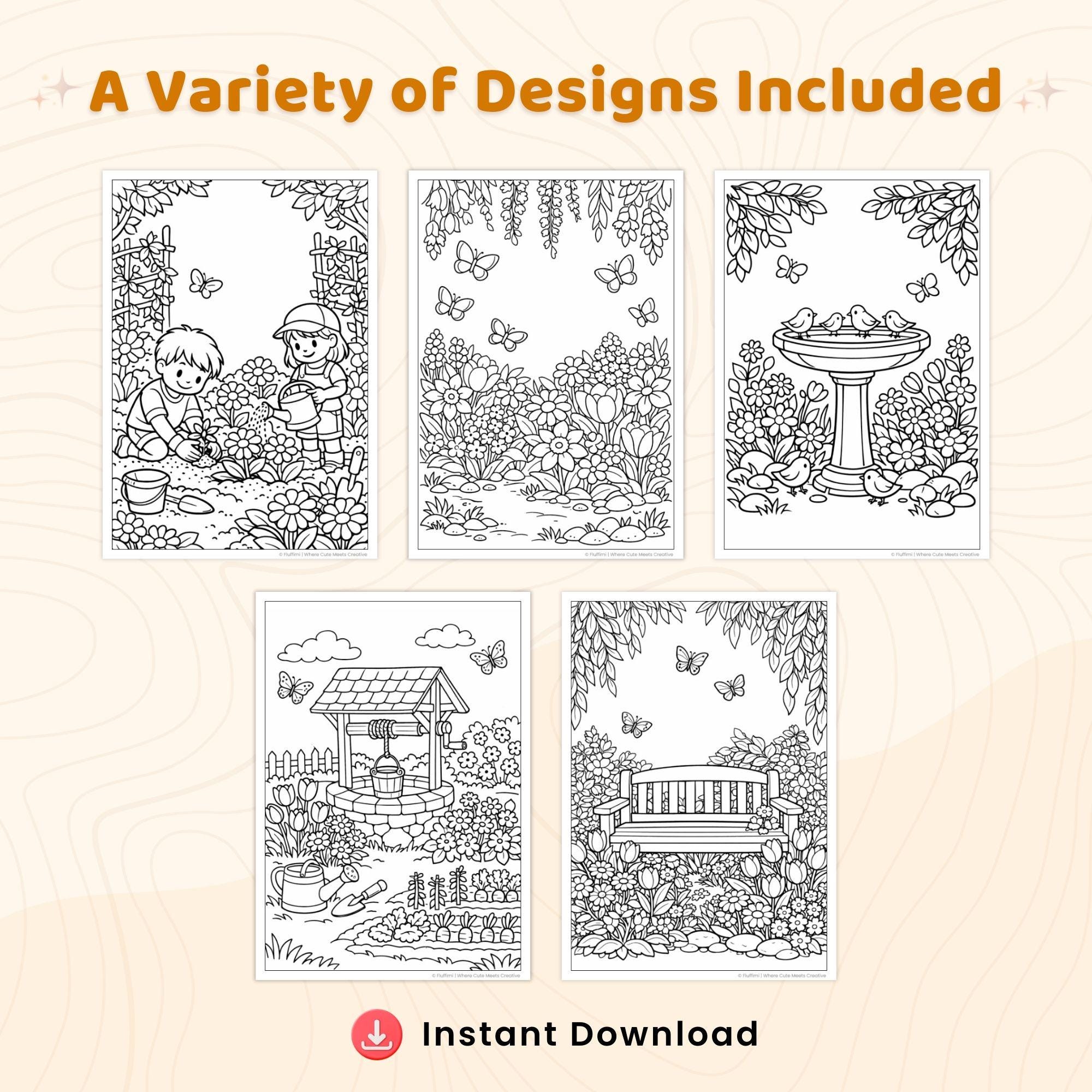 45+ Spring Garden Coloring Pages, Cozy Flower Garden Sheets, Nature ...