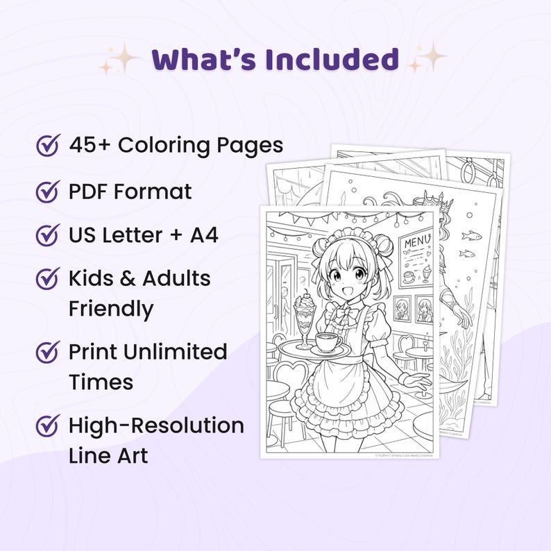 Anime Coloring Pages PDF | Manga Girls and Fantasy Fairies | Printable ...