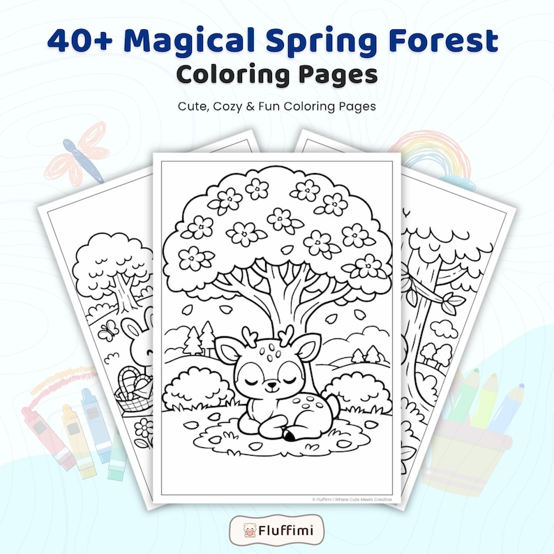 40+ Magical Spring Forest Coloring Pages, Woodland Animals, Enchanted ...