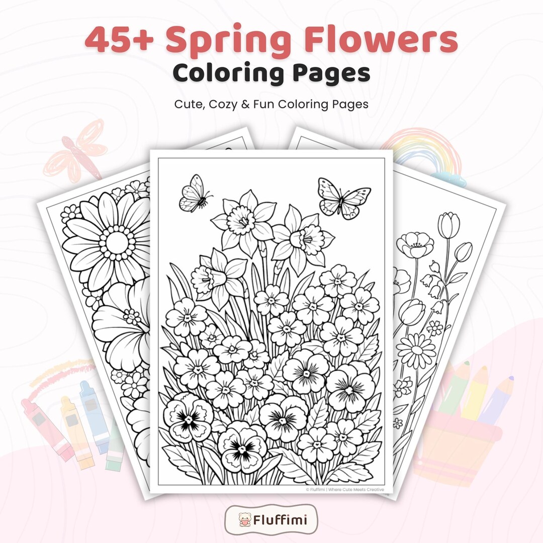 45+ Spring Flowers Coloring Pages, Blooming Garden Scenes, Floral ...