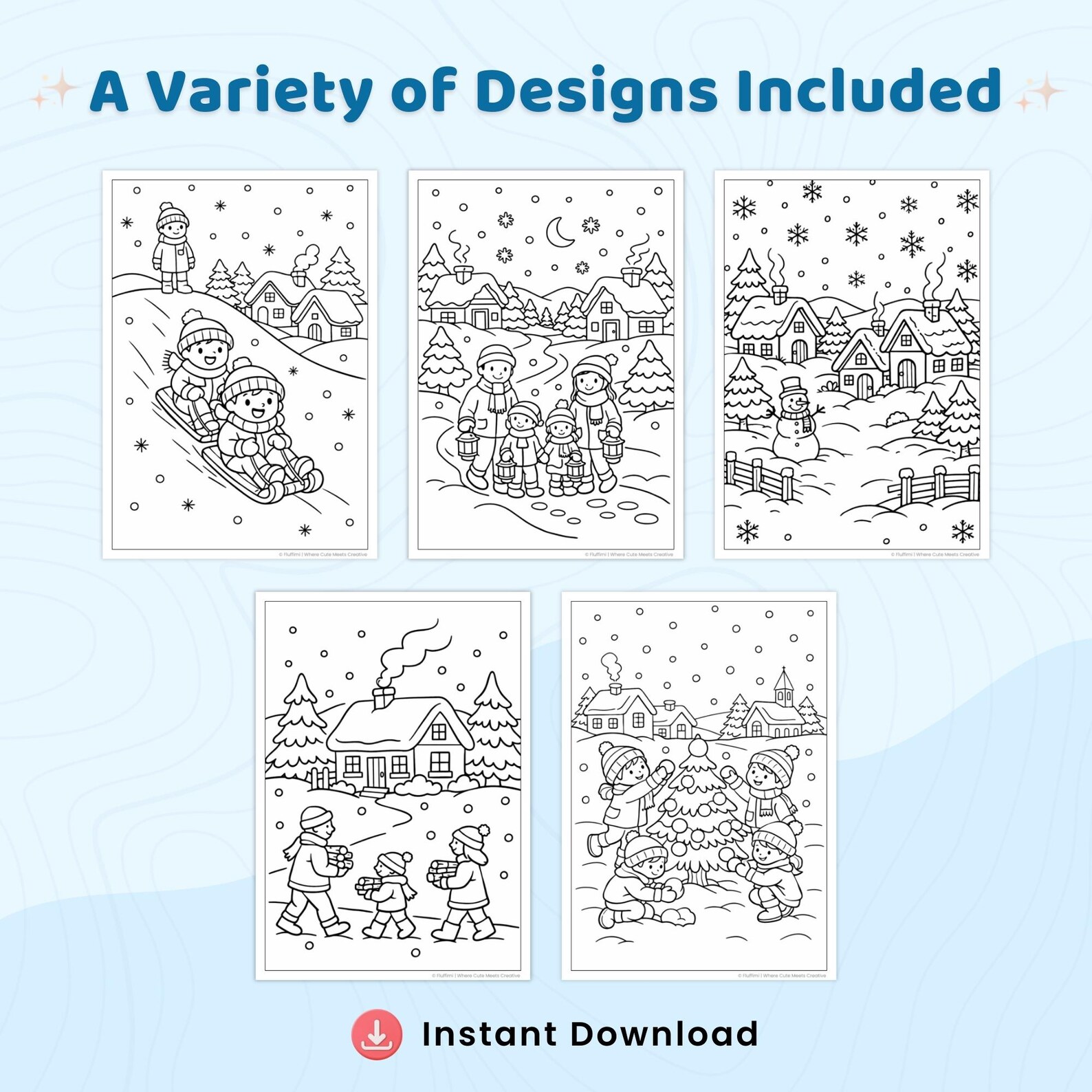 55+ Winter Village Coloring Pages, Cozy Snowy Village Coloring Pages ...