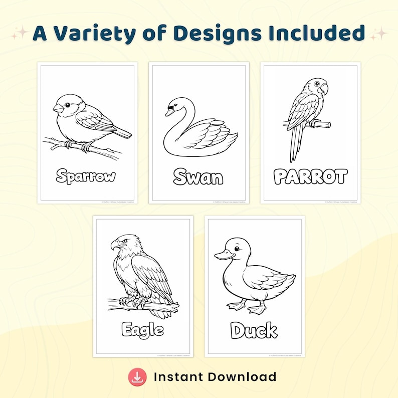 50+ Birds Coloring Pages, Cute Bird Coloring Book, Animal Bird Coloring ...