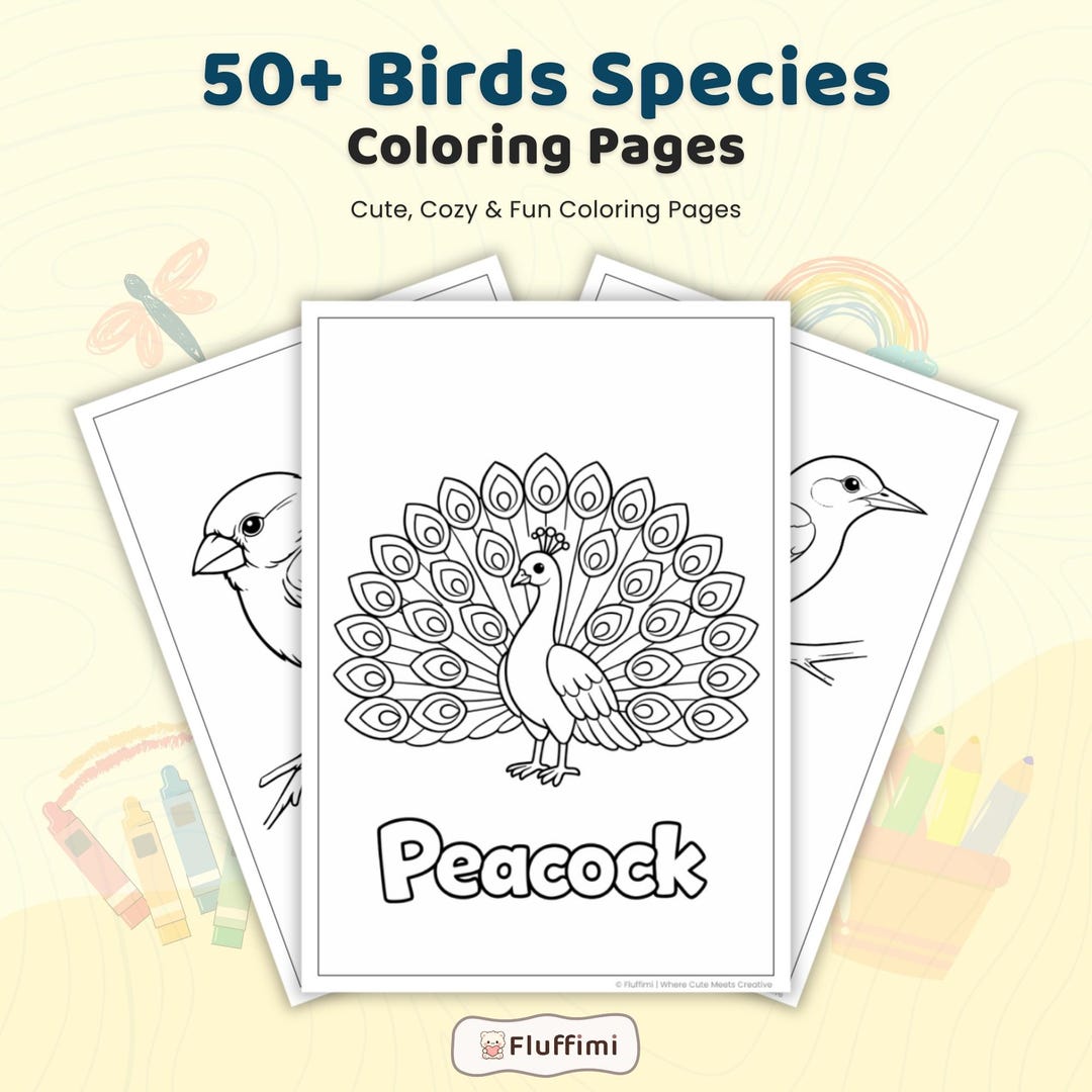 50+ Birds Coloring Pages, Cute Bird Coloring Book, Animal Bird Coloring ...