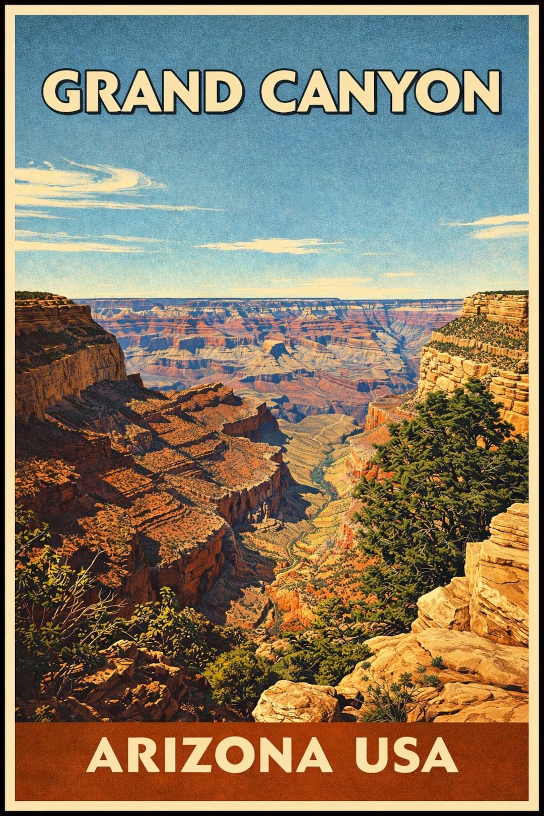 Grand Canyon WPA Style Vintage Travel Poster Arizona USA Digital ...