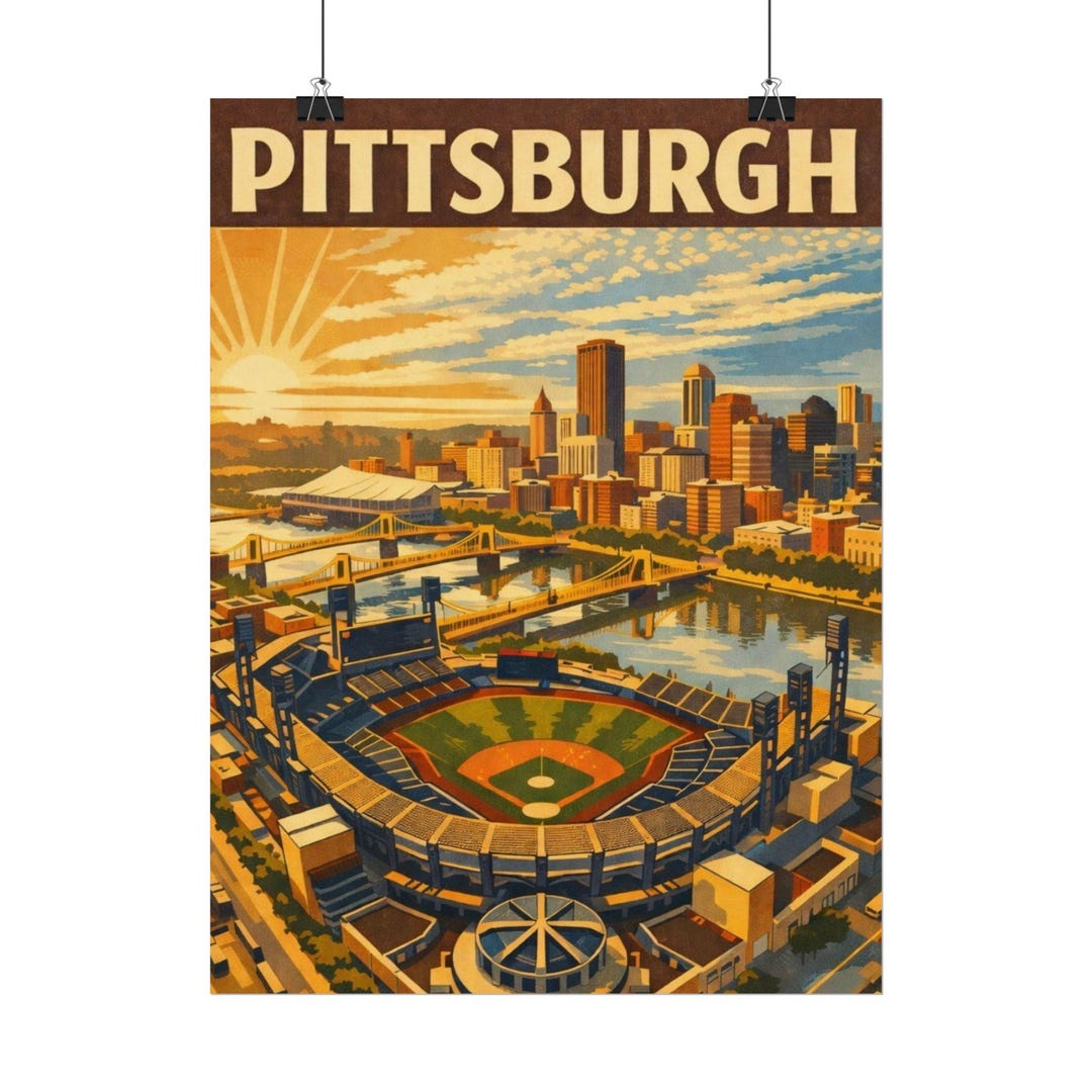 Pittsburgh Skyline Stadium Poster | Cityscape Travel Art Print - Etsy