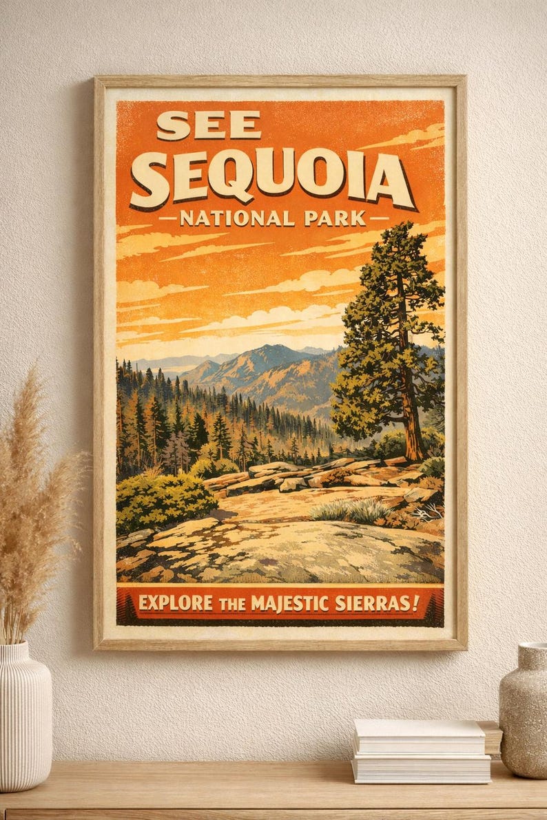 Sequoia National Park WPA Inspired Retro Poster Digital Download - Etsy