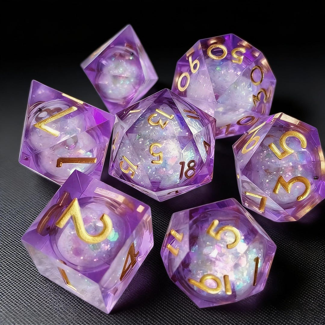 Galactic Dungeons & Dragons Dice Set, Light Purple Liquid Core DnD Dice ...