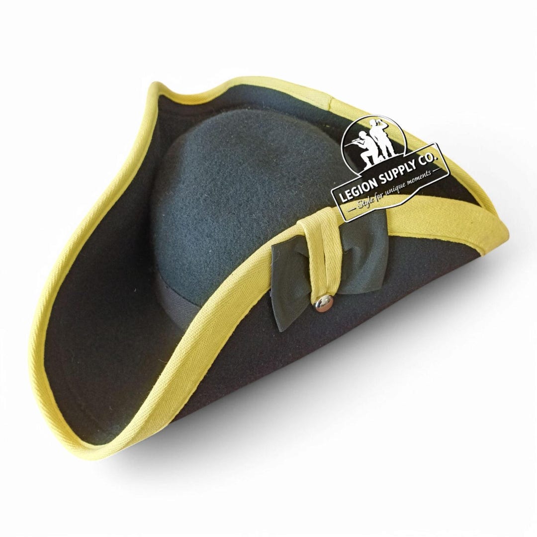 Napoleonic Tricorn Hat Handmade French General Cap Gold Trim Military ...